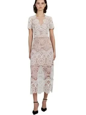 Self-Portrait | Dresses | Selfportrait White Lace Midi Dress With ...